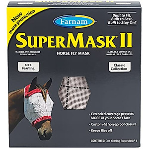 Farnam Home and Garden 100502911 No Ears Fly Mask Yearling for Horse - Color May Vary