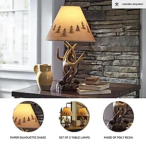 Signature Design by Ashley Derek Rustic Cabin Antler Lamp Set, 2 Count, Brown