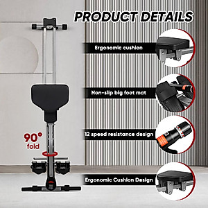 DELLFY Rowing Machine,Rowing Machines for Home Use Foldable,Rower Machine for a Living Room Workspace,Extended Silent Dual-Track,8 Steel Ball Bearing Pulleys.