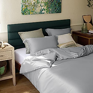 Bedsure Cooling Duvet Cover King - Silky and Breathable Eucalyptus Lyocell Cotton Hybrid Comforter Cover Set for Hot Sleeper - Hypoallergenic and Moisture Wicking Cooling Bedding Set, Silver Grey