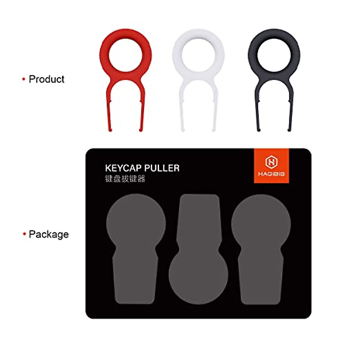 Hagibis Keycap Puller for Mechanical Keyboard, 3 Pcs Tricolor Rounded Keycap Remover Tool Computer Cleaning Kit for Gaming Keyboard, PC