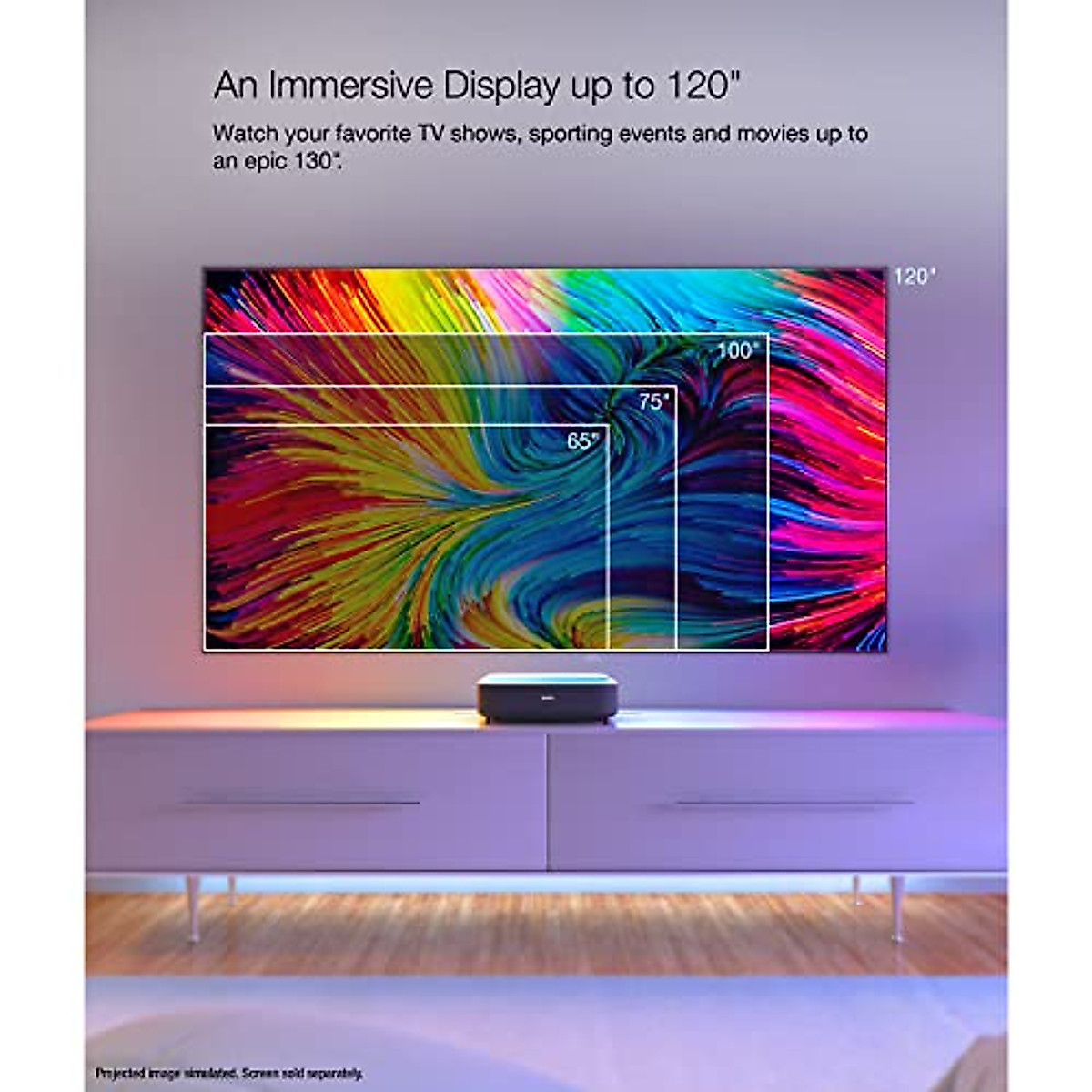 Epson EpiqVision Ultra Short Throw LS300 3LCD Smart Laser Projector, 3600 Lumens Color & White Brightness, HDR, Android TV, Yamaha Speakers, Bluetooth, Sports, Gaming, Movies & Streaming - Black