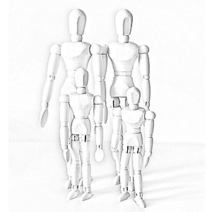 DOGNNAK 4 Pack Family Portrait Family of Four, Daddy Mommy Sister Brother Articulated Wooden Mannequin