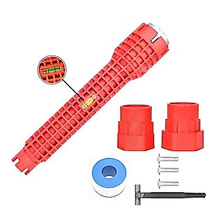 TenVirtues Faucet and Sink Installer Multifunctional Tool, 8-in-1 Screw Head Waste Pipe Extractor & 3 replaceable heads for Plumbing/Bathroom/Toilet Bowl/Sink/Kitchen Plumbing
