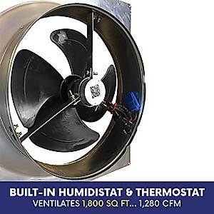 Remington Solar 20-Watt Gable Solar Attic Fan with Thermostat/Humidistat (20 x 20 x 6 IN) - Brushless Motor – Solar Vent Fan - Hail and Weather Resistant – Solar Powered Attic Fan for Homes