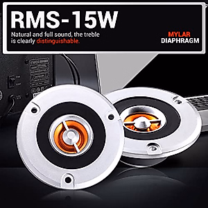 Facmogu 2PCS 3 Inch Silver Tweeter Speaker, RMS 15W 4 Ohm High Efficiency Mini Tweeter Speakers for Home Theatre, Car Tweeter Speaker for Car Audio System Accessories