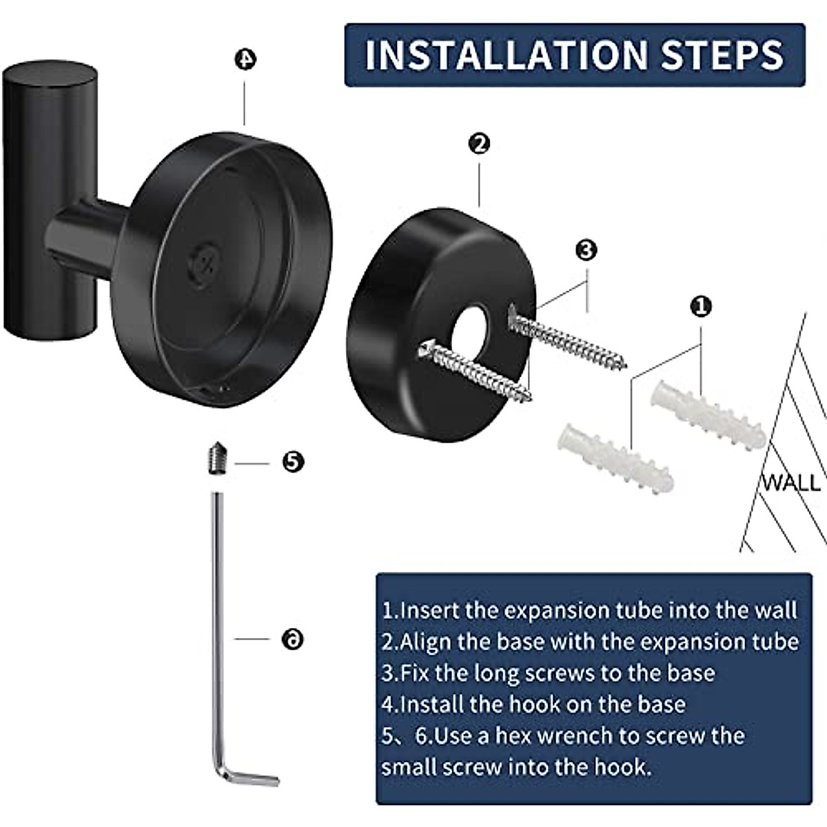 Hindfen Bathroom Towel Hooks 4 Pack Black, Coat/Robe Clothes Hooks, 304 Stainless Steel Wall Hook Heavy Duty for Bedroom,Kitchen,Restroom,Bathroom,Wall Mounted