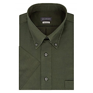 Van Heusen Men Short-Sleeve Wrinkle-Resistant Oxford (56850) - Dark Green - XX-Large