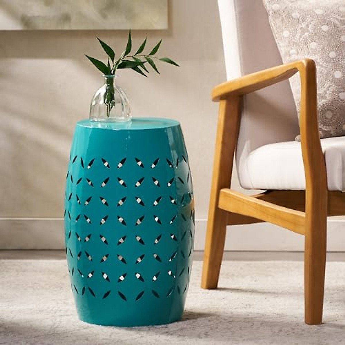 Christopher Knight Home Lilac Outdoor 12" Iron Side Table, Teal