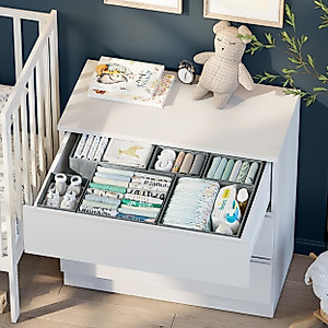 NEATERIZE Drawer Organizer - [Set Of 12] - Closet Organizer and Storage Baskets| Foldable Cloth Drawers Divider | Fabric Bin For Dresser & Shelves |Organize Underwear, Socks, Bra, & Tie’s (Grey)