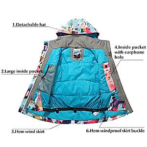 GSOU SNOW Womens Ski Jackets and Pants Set Snowsuit Snowboarding Warm Winter Coat Hooded Waterproof Windproof Insulated,Pink Camouflage,M