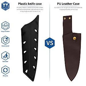 XYJ 2pcs/set Safety Knife Covers Sleeves Knives Edge Guard,Universal Knife Sheath,Santoku Knife Case Black (For 8" Chef Knife or 7 '' Santoku Knife)