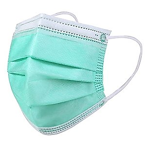 KATA 3-Ply Pleated Disposable Children's Face Masks, One Size, Green, Box Of 50 Masks