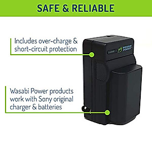 Wasabi Power NP-FZ100 Battery (2-Pack) and Charger for Sony FX3, a1, a9, a9 II, a7C, a7R III, a7R IV, a7S III, a7 III, a7 IV, a6600