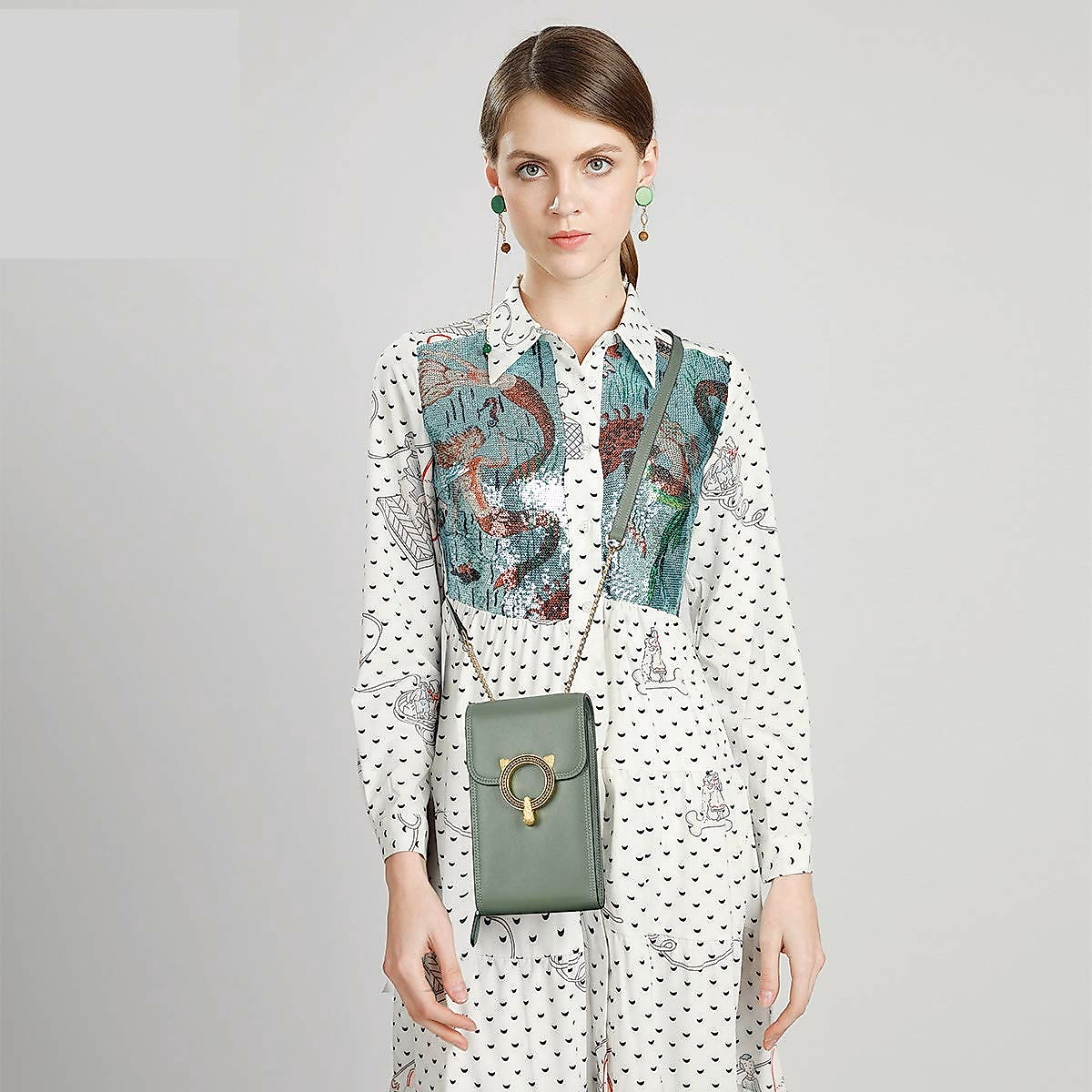 iFOXER Mini Crossbody Bags for Women, Genuine Leather Phone Purses with Credit Card Slots Ladies Small Shoulder Bags with Zip Around