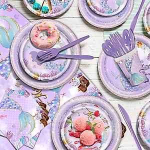 Party Spot! Mermaid Birthday Decorations, Mermaid Party Decorations Supplies Kit, 16 Tableware Sets, Balloon Arch, Balloons, Mermaid Disposable Paper Plates, Backdrop, Cake Topper, All in one Set