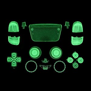 WPS Replacement Clip Shell Touch Pad Thumbsticks Dpad R1 L1 Trigger Buttons w/Accent Rings Set for PS5 Playstation Controller (Glow in the Dark)