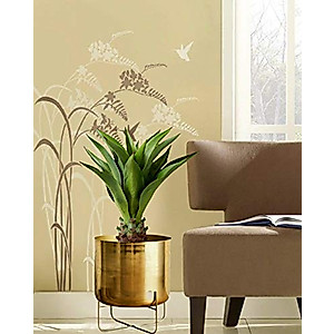 Serene Spaces Living Wide Gold Planter with Detachable Metal Stand, Decorative Indoor Planter Pot, Flower Pots Stand for Living Room, Kitchen, Office, Measures 26" Tall and 14" Diameter