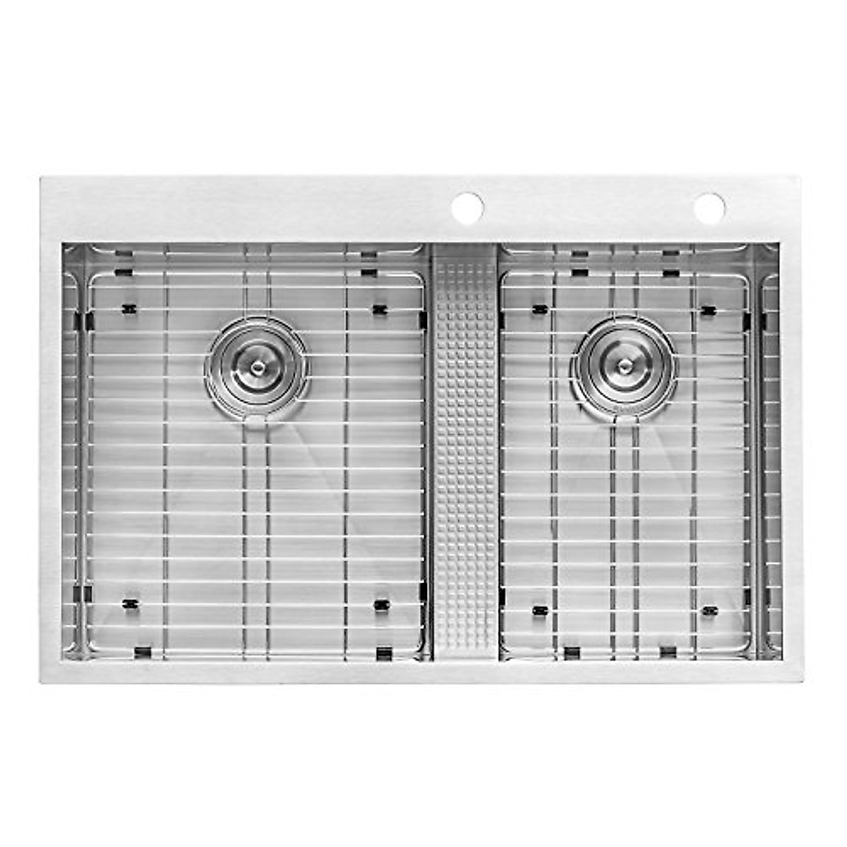 Ruvati 33-inch Drop-in Low Platform-Divide Zero Radius 60/40 Double Bowl 16 Gauge Topmount Kitchen Sink - RVH8059