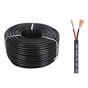 NorthPada 180 Feet 18/2 Core 18 AWG 2 Conductor Copper Electronic Electrical Landscape Wire Stranded PVC Waterproof Insulated Cable 5V 9V 12V 24V 120V 240V Two Cord for LED Lamp Automotive Outdoor