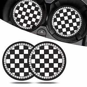GKmow 2 PCS Bling Car Coasters, 2.7" Grid PVC Cute Anti-Slip Crystal Rhinestone Drink Car Cup Mat, Universal Car Cup Holder Insert Coaster for Most Cars