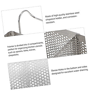 HANABASS Compartment Draining Square or Holder Stainless Dishwasher Compartments- Mesh Chopstick Hook Countertop Restaurant Fork Utensils for Rack- Steel Home Holderhanging with Organizer