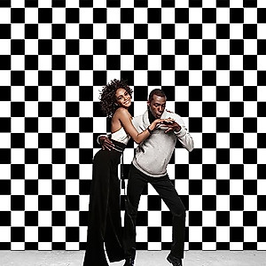 MAQTT 8x6FT Black and White Checkered Photo Background Chessboard Theme Children's Birthday Party Decor Supplies Baby Shower Festival Party Photography Backdrop