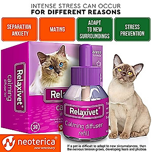 Cat Calming Diffuser & Pet Anti Anxiety Products - Feline Calm Pheromones Plug in & Cats Stress Relief Comfort Helps with Pee, New Zone, Aggression & Other Behavior (1 Pack (1 Diffiser + 1 Refill))