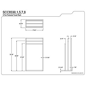Kingston Brass SCC8330 Edenscape Freestanding 3-Tier -Towel Rack, Matte Black