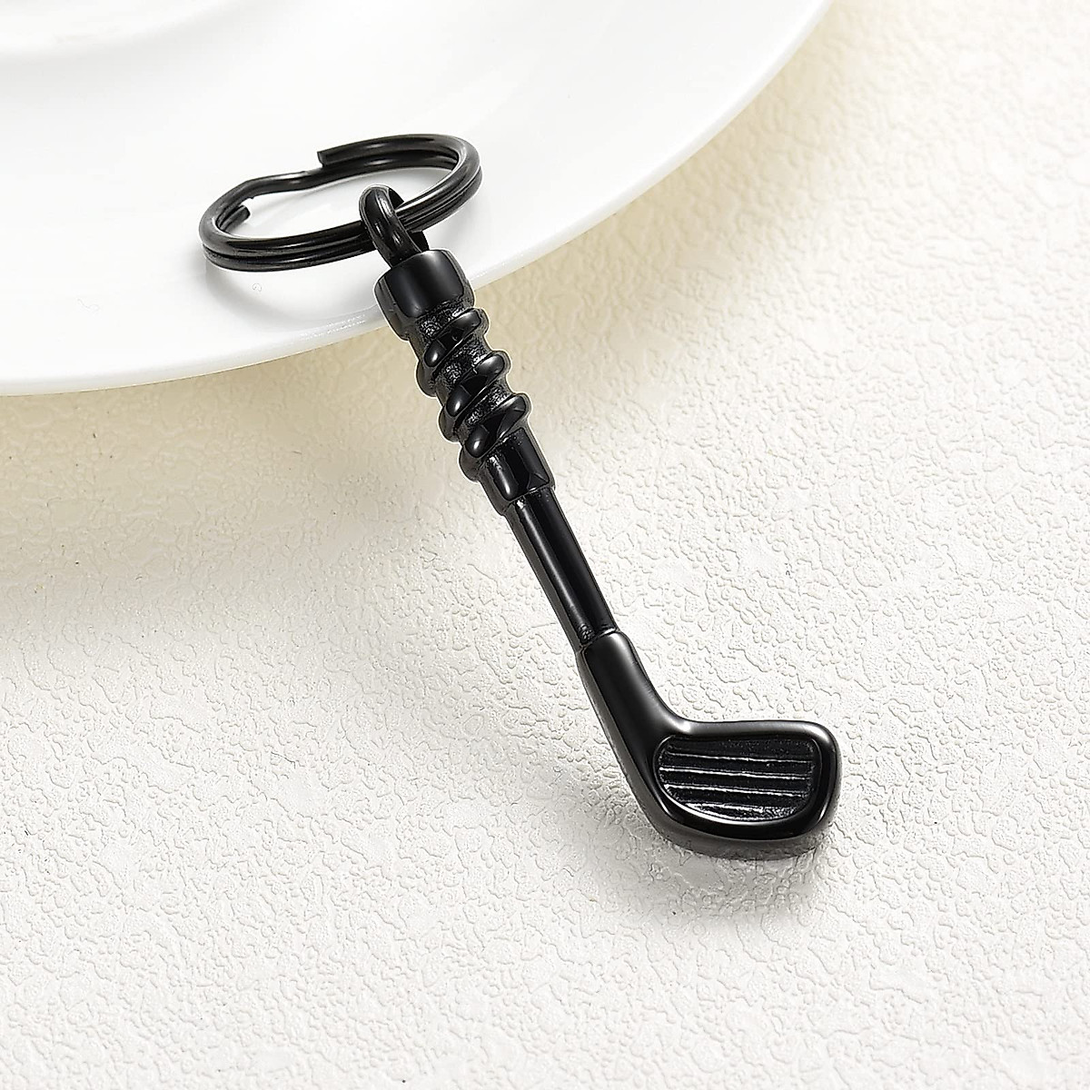 constantlife Cremation Golf Clubs Jewelry for Ashes Urn Necklace Keepsake 316L Stainless Steel Memorial Pendant (Keychain-Black)