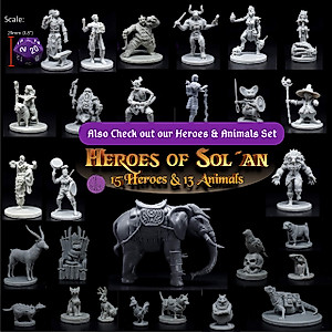 Wildspire 26 Animal Minis for DND Miniatures 28mm Unpainted Dungeons and Dragons Miniatures I for D&D Miniatures & DND Minis Fantasy RPG | for DND Figures & Tabletop Miniatures | Campaign Setting