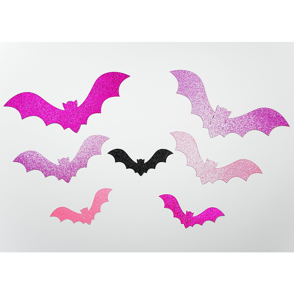 36 PCS Glittery Pink and Black 3D Bat Wall Stickers for Halloween Home Decoration