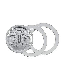 Tredoni 2 Silicone Seals/Rings+Filter -Replacement- Size 10 Cup Stainless Steel Espresso Coffee Maker Moka Pot- 8.5cm (10 Cup)
