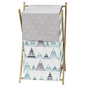 Navy Blue, Aqua and Grey Aztec Baby Kid Clothes Laundry Hamper for Mountains Collection by Sweet Jojo Designs