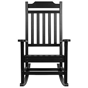 Flash Furniture Winston All-Weather Poly Resin Rocking Chair in Black