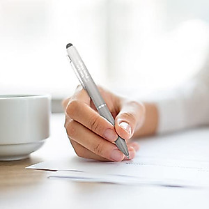 Cheersville 5 Pack Pastel Pens with Stylus Tip - Assorted Designs Motivational Quotes - Ballpoint Black Ink Fine Point 0.5mm, Assorted Designs School Office Home Onboarding Employee Gifts