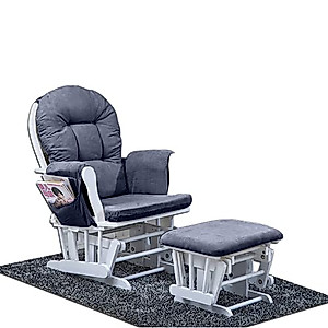 TOPINCN Glider Rocker Replacement Cushions Cover Set, Soft Velvet Cotton Chair Cushion + Stool Pad Set Warm Cover Rocking Chair Cushions Total Chair Pad Cushion for Home Office, Gray