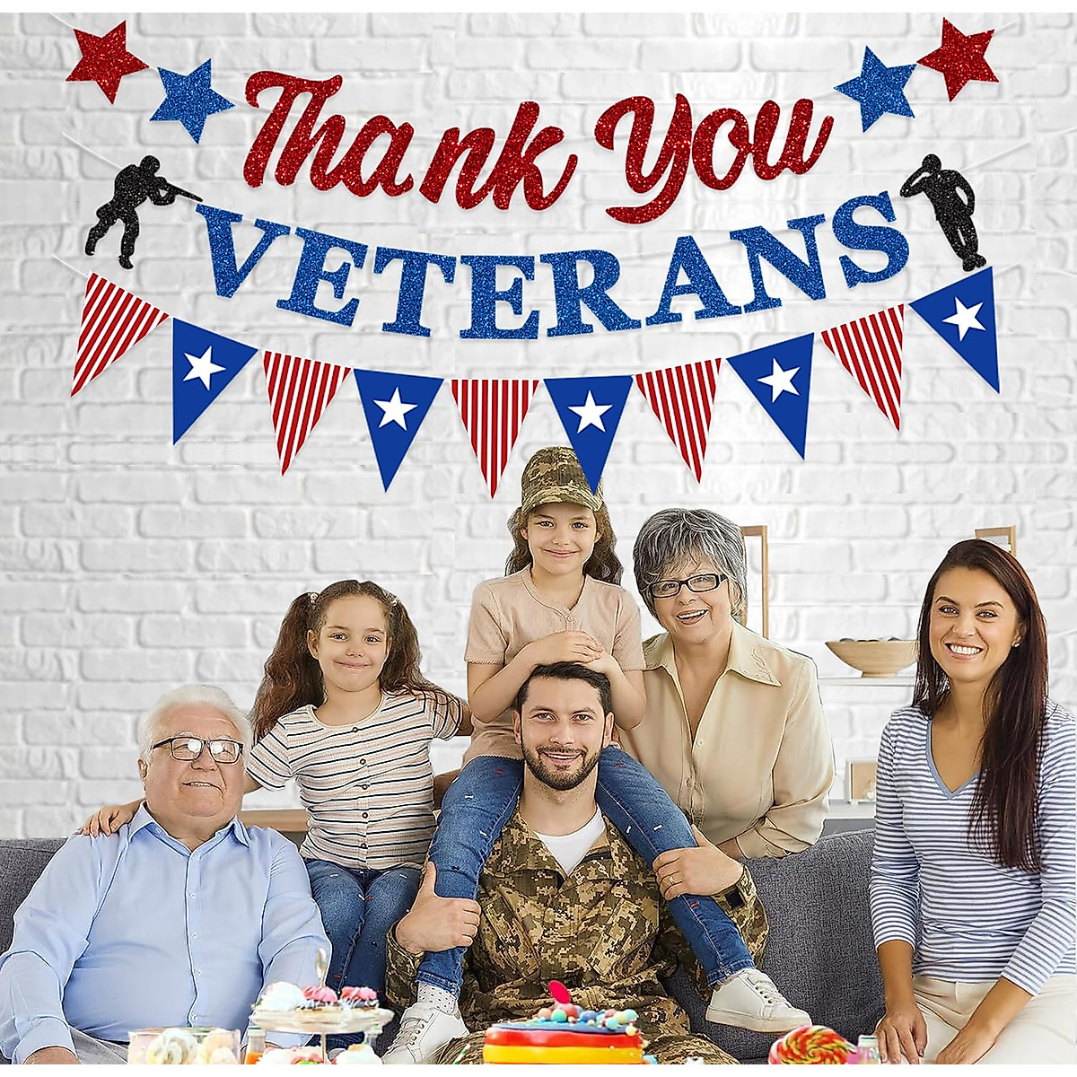 FHGG Thank You Veterans Decorations Banner Thank You to Our He roes Banner Decorations We Are So Proud of You Banner Decorations for Veterans Police Military Army Employees, Memorial Day Veterans Day Party Decorations