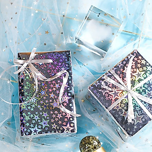 MAYPLUSS Holographic Wrapping Paper - Mini Roll - 17 Inch X 32.8 Feet- Metallic Green Foil Design (47.3 sq.ft.ttl)