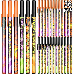 Zonon Halloween Pens Pumpkin Bat Spider Ballpoint Pens for Halloween Theme Party Supplies School Office Home Use (36)