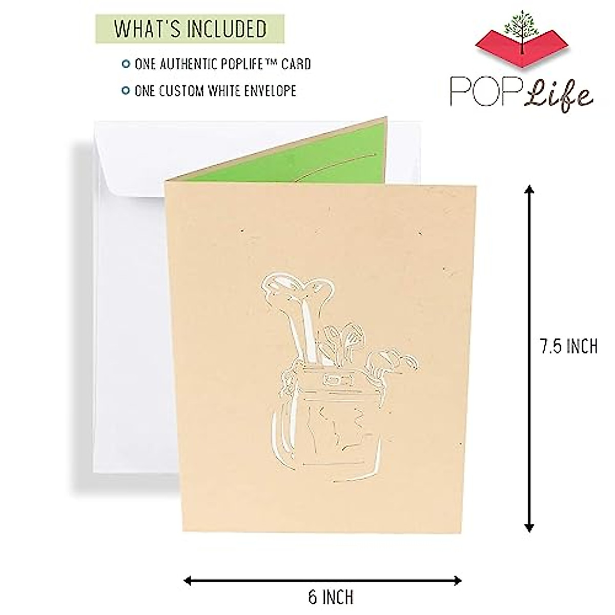 PopLife Golf Cart 3D Pop Up Father’s Day Card - Happy Anniversary, Retirement Gift, Valentine's Day card for Him, Birthday - Golfing Gift for Husband, Card for Golfers - for Son, Father, Grandpa