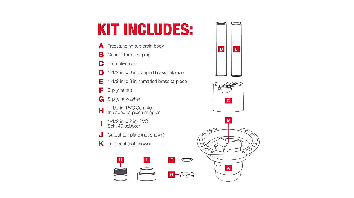 Oatey PVC Freestanding Tub Drain Kit - Easy Installation