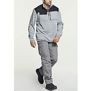 CQR Men's Thermal Fleece Half Zip Pullover, Winter Outdoor Warm Sweater, Lightweight Long Sleeve Sweatshirt, Half Zip Sweater Fleece Heather Grey, Large