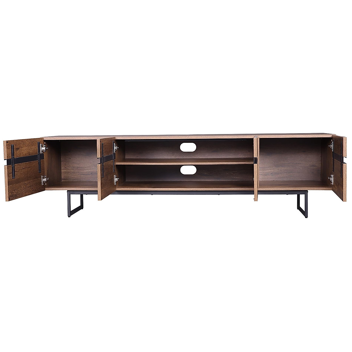 WAMPAT Modern TV Stand for up to 75 inch TV, Wood Entertainment Center TV Console Table with Storage Cabinets Media Console for Living Room, Brown