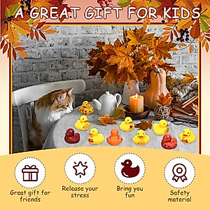 Hiboom Thanksgiving Rubber Ducks 1.38 Inch Fall Rubber Duck with Leaf Pumpkin Patterns Thanksgiving Themed Bathtub Toys Treat Gifts Thanksgiving Party Favor Table Decor(100 Pcs, Vibrant)
