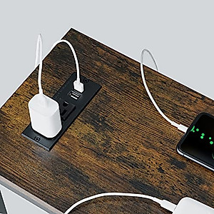 ELYKEN 2 Pack Console Sofa Table with Power Outlets for Entryway, 9.8" Dx39.4 Wx31 H Long Skinny Behind Couch Table with Metal Frame and 6.5’ Extension Cord for Hallway Foyer Entrance