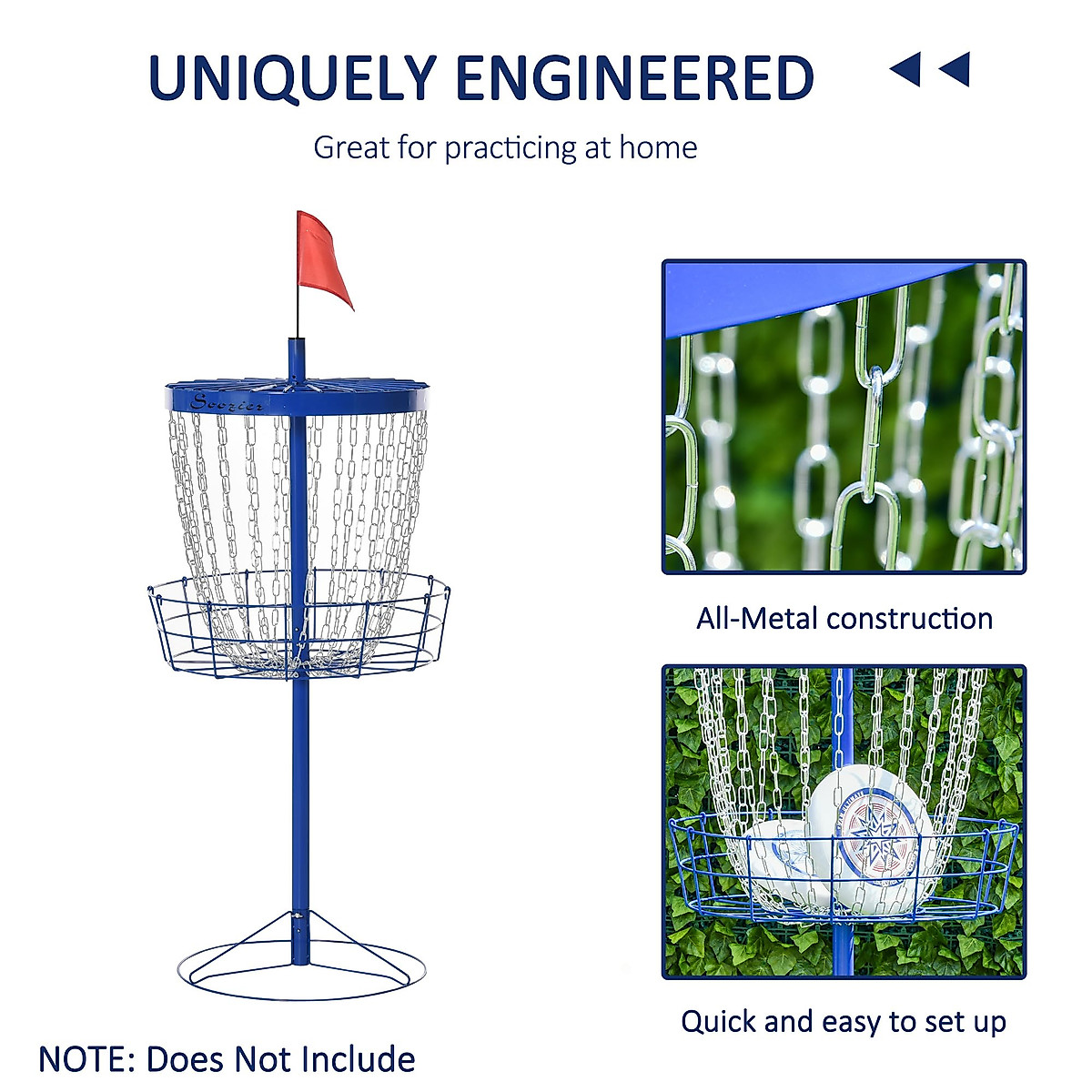 Soozier Portable Disc Golf Basket Target with 24-Chain, Travel Bag, Dark Blue