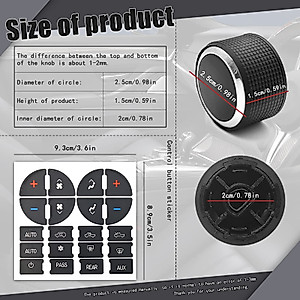 2 Pcs Rear Radio Volume Control Knob with AC Dash Button Sticker (2 Pcs) for GM 22912547 Radio Repair Kit and Compatible with 07-14 Chevrolet Chevy GMC Buick Cadillac