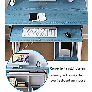 Computer Desk with Pullout Keyboard Tray,Compact Home Office Deskwith Storage Shelves,Pc Laptop Table Workstation for Small Place