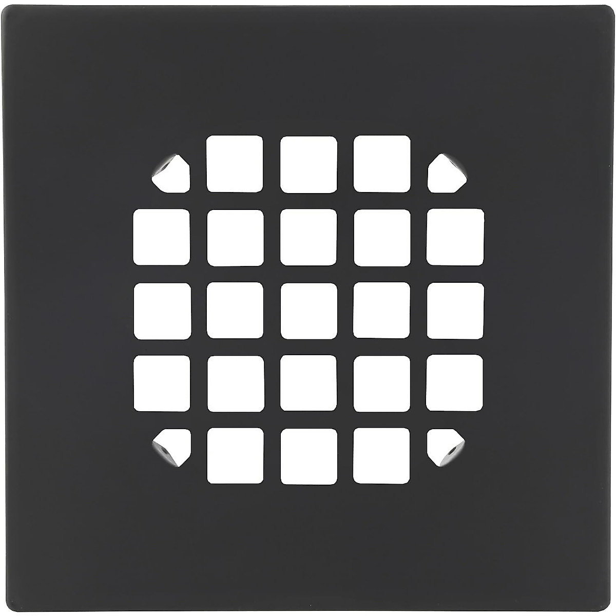 4-1/4” Square Snap-in Black Shower Drain - Matte Black Shower Drain - 4.25 inch Shower Drain Cover - Durable Square Shower Drain and Floor Drain Cover- **3" OD Snap-in Prong to Prong**